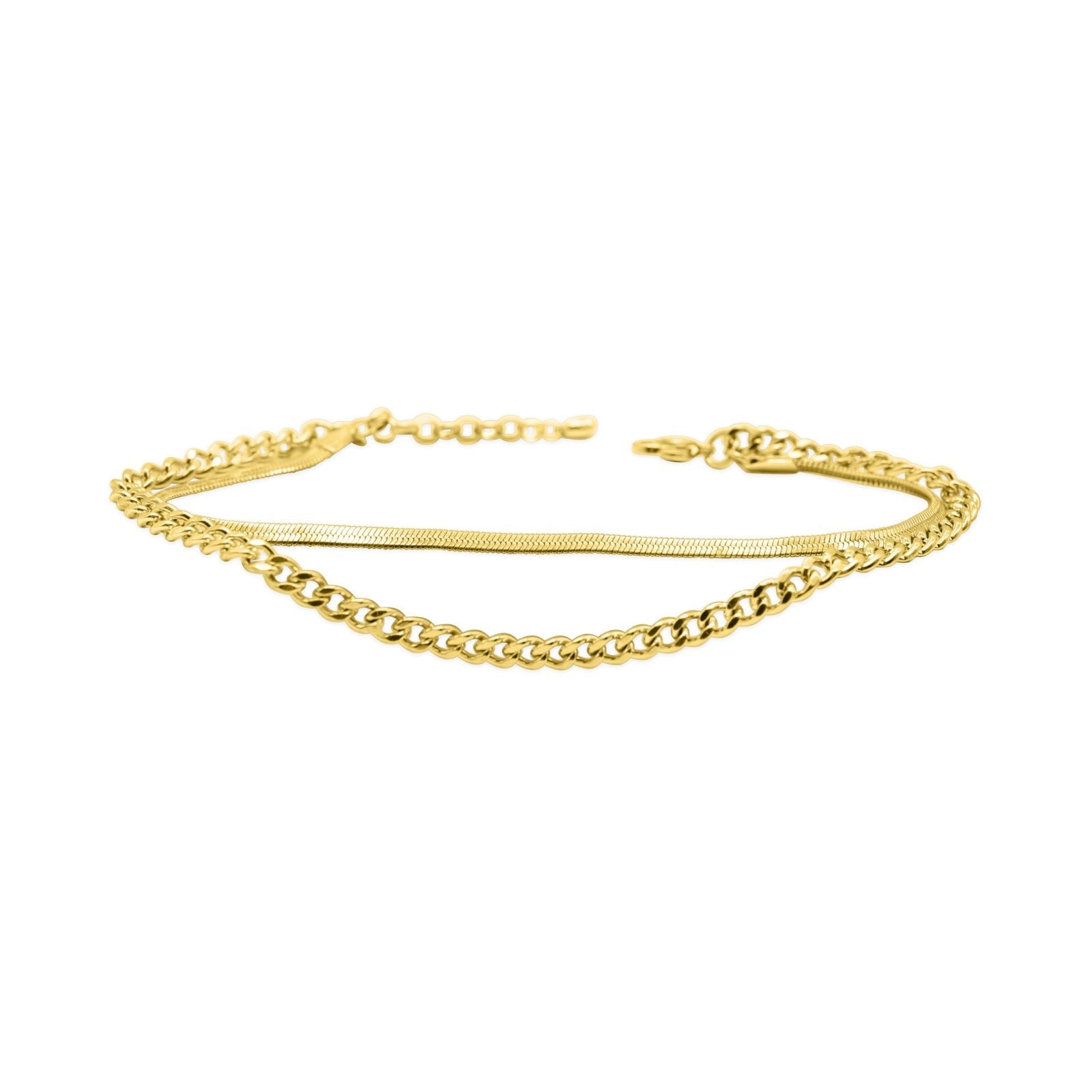 Curb and Snake Chain PVD Gold Anklet by ISLA – West Orange Jewelers